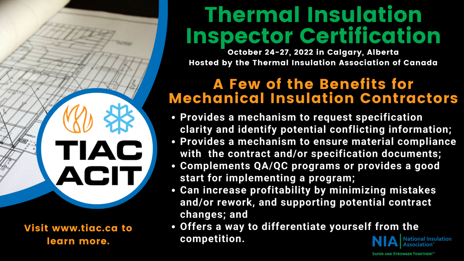 2022 Training - NIA Thermal Insulation Inspector Certification - TIAC